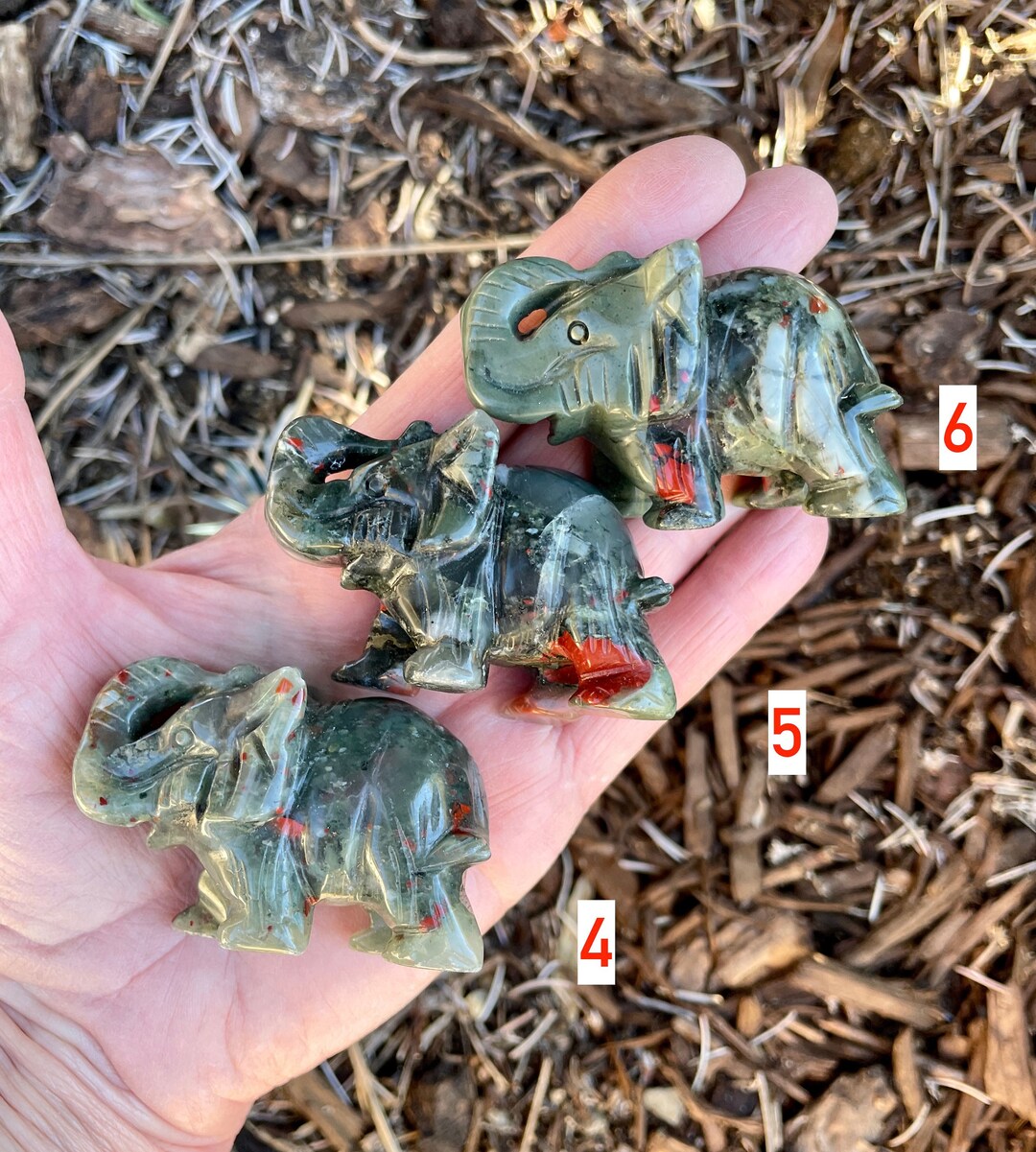 BLOODSTONE ELEPHANT Choice, Natural Stone, Hand Carved Crystal ...