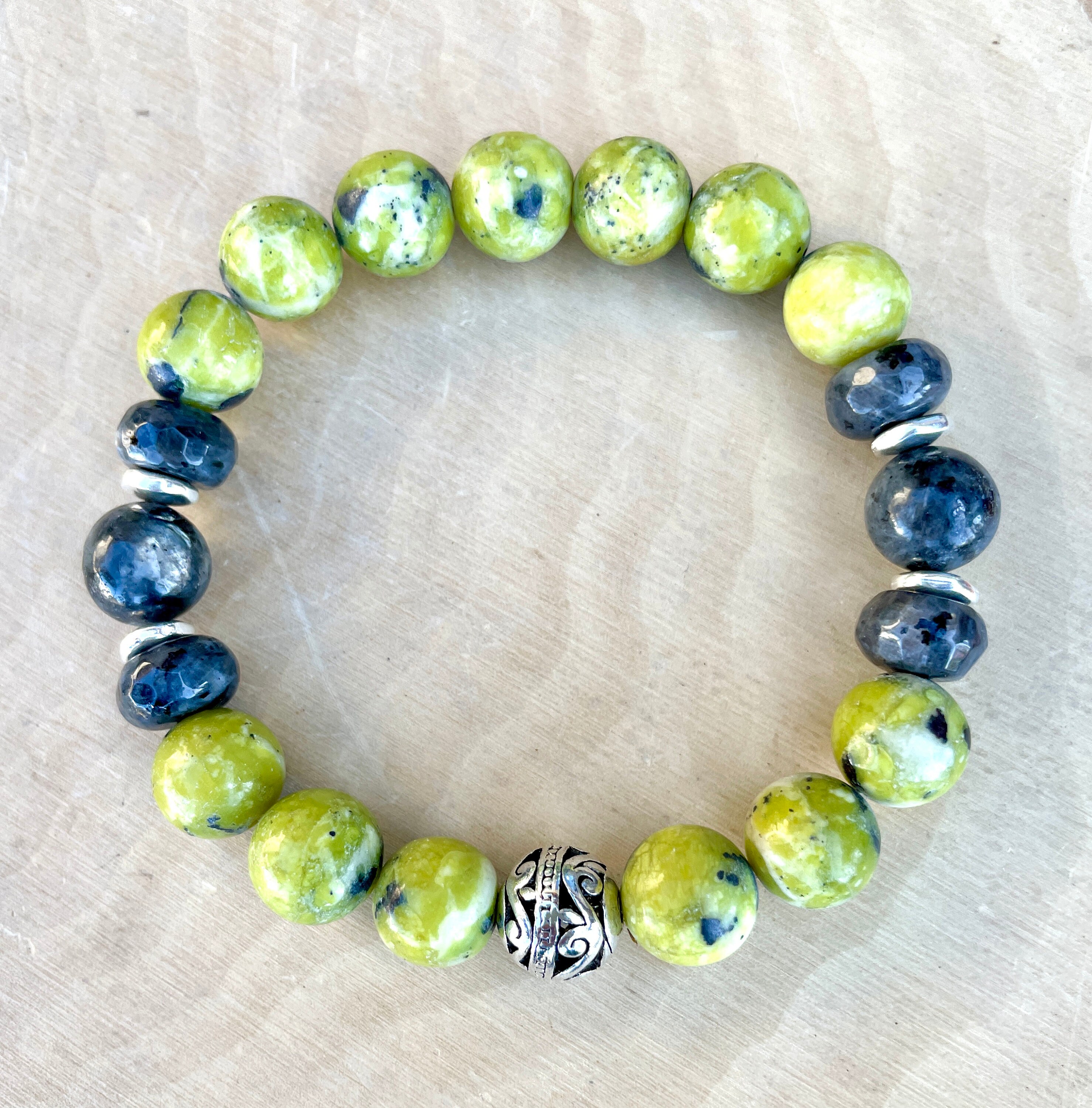 LIZARDITE & LARVIKITE BRACELET Norwegian Stones, Serpentine, Green and ...