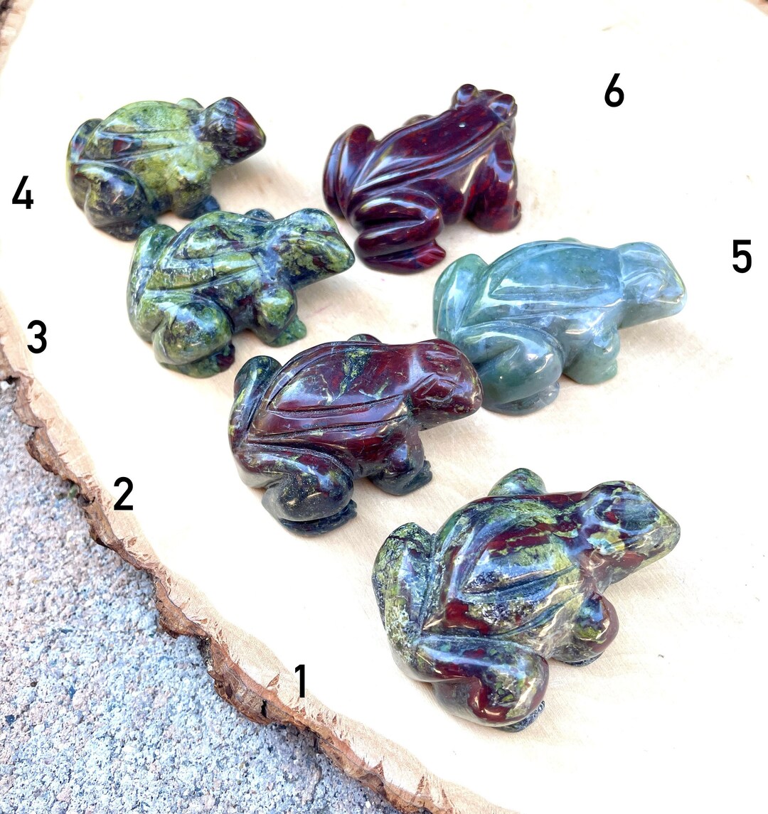 STONE FROG, Choice, Dragon Blood Jasper - Moss Agate - Red Jasper, 2.2 ...