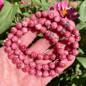NORWEGIAN THULITE BRACELET, Choice, 10mm, 8mm, 6mm, 4mm, Round Natural ...