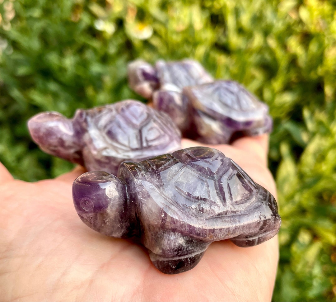 AMETHYST TURTLE, Choice, 2", Natural Purple Stone, Crystal Carving ...