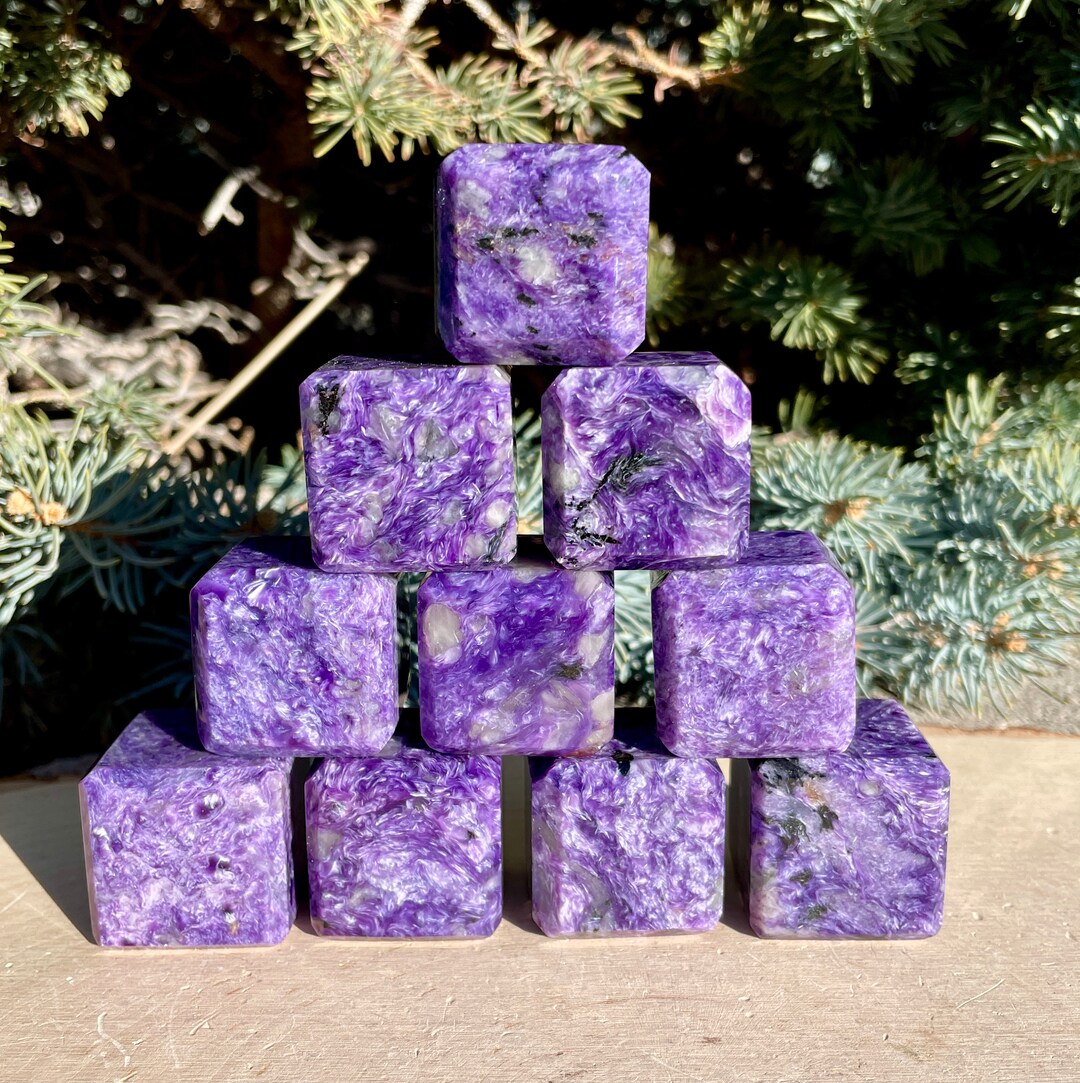 CHAROITE CUBE, Choice, High Quality, Russian Natural Purple Stone, 30mm ...