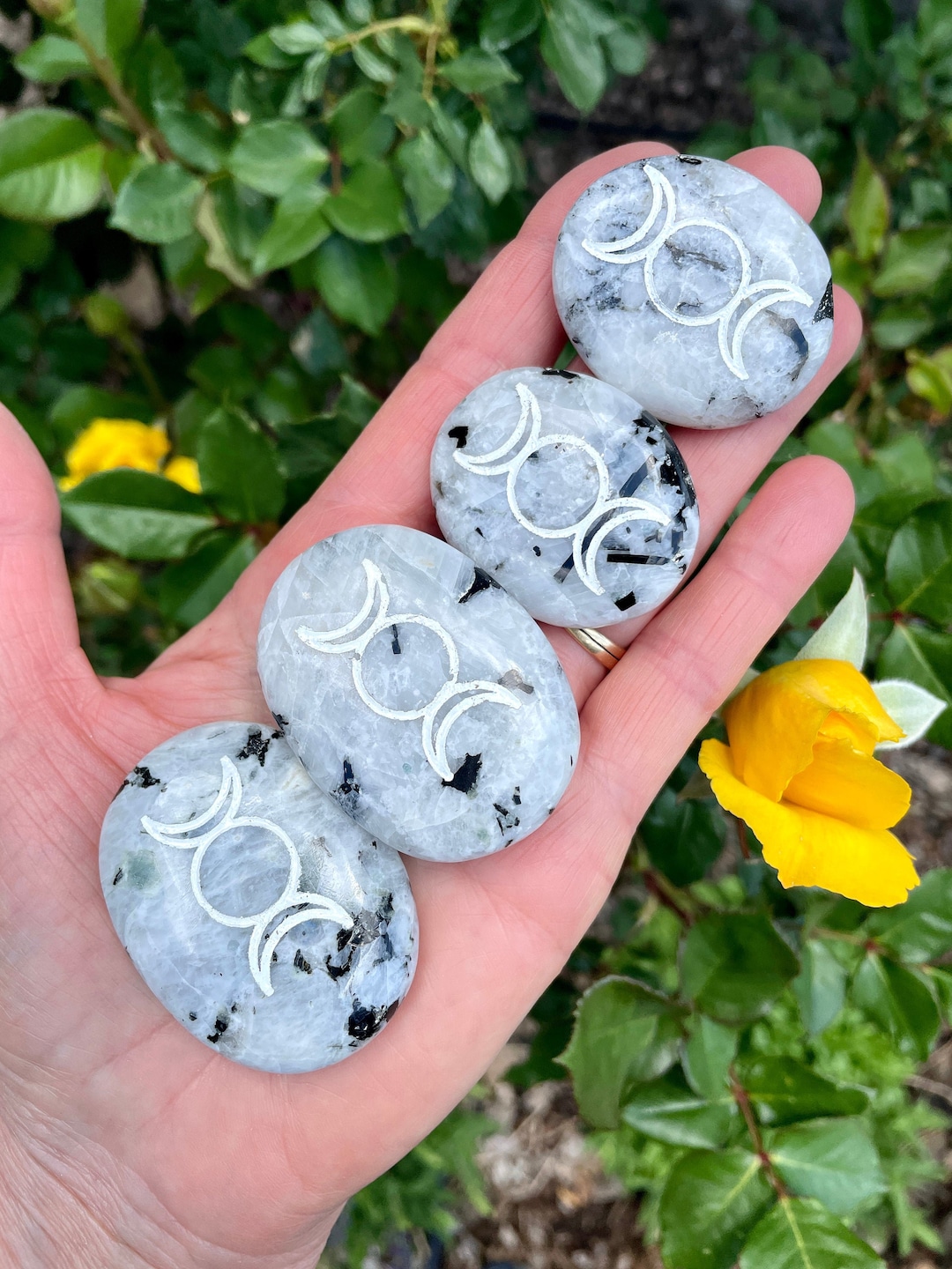 Moon Phase RAINBOW MOONSTONE Palm Stones, Choice, Natural Stone Crystal ...