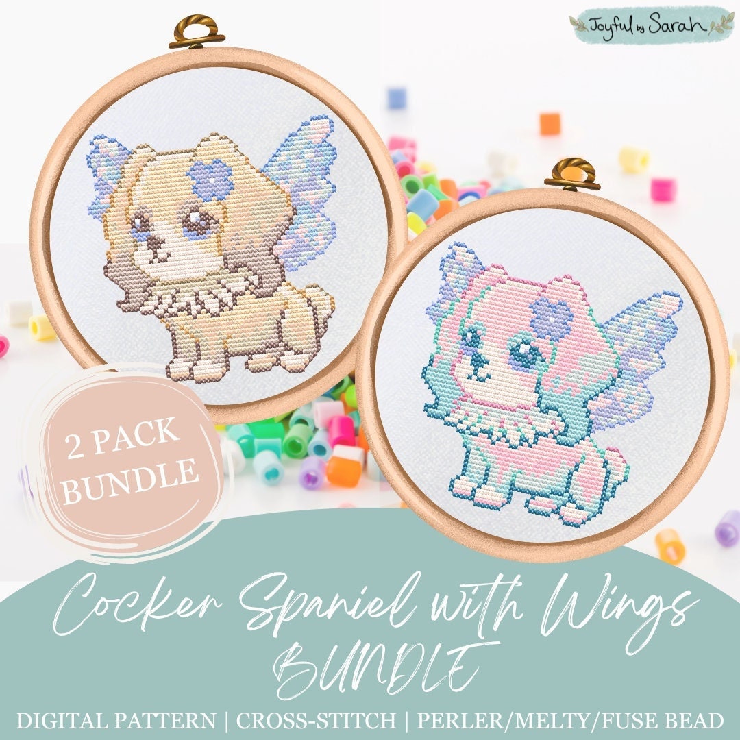 Cocker Spaniel With Wings Bundle Digital Pattern for Cross-stitch ...