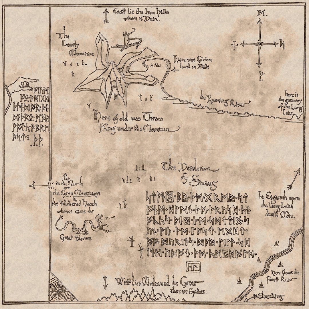 Thror's Map Canvas Wrap. Hobbit Wall Art. Canvas, 6 Sizes. Bag End Fan ...