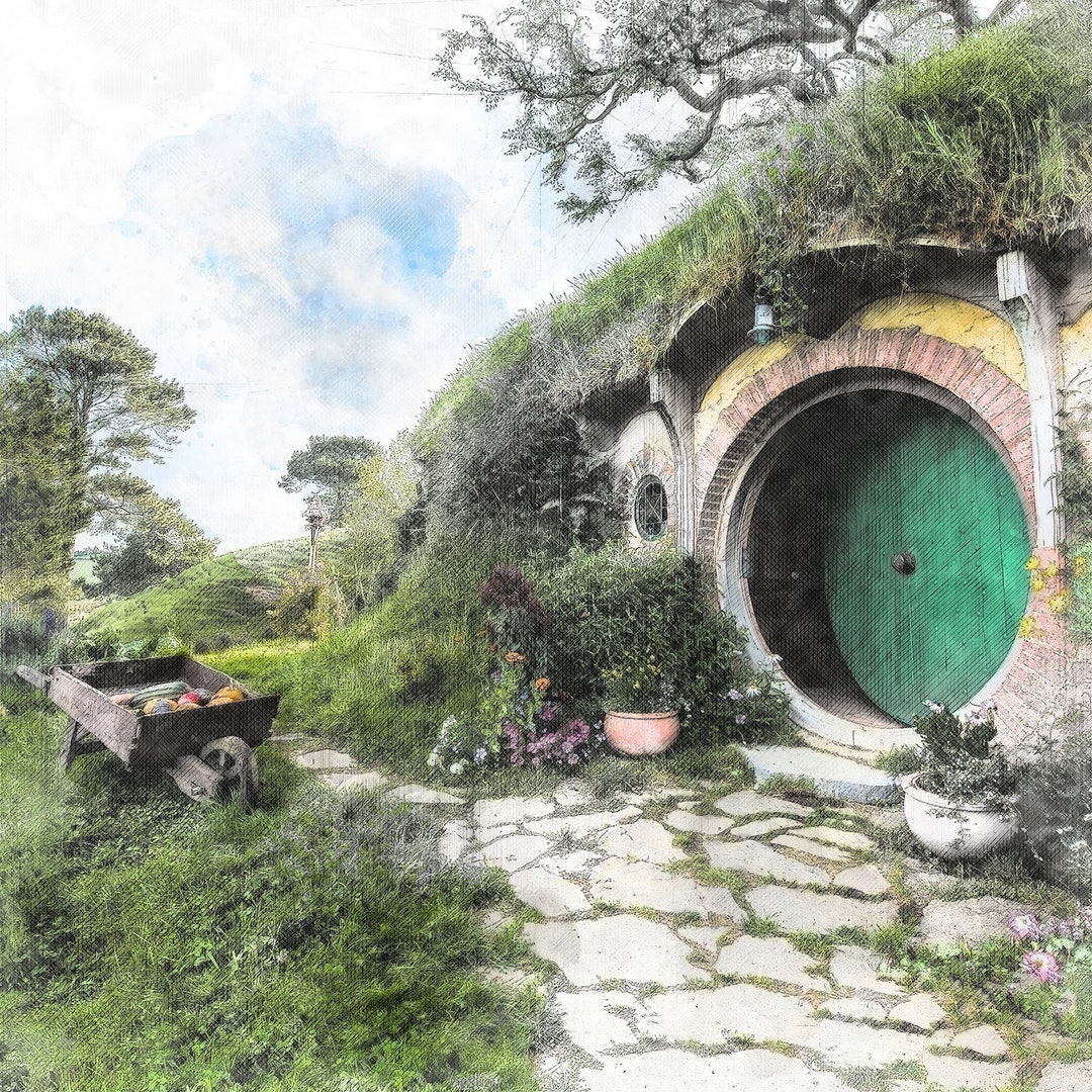 Hobbit House Canvas Wall Art, Tolkien Fantasy Illustration - Etsy