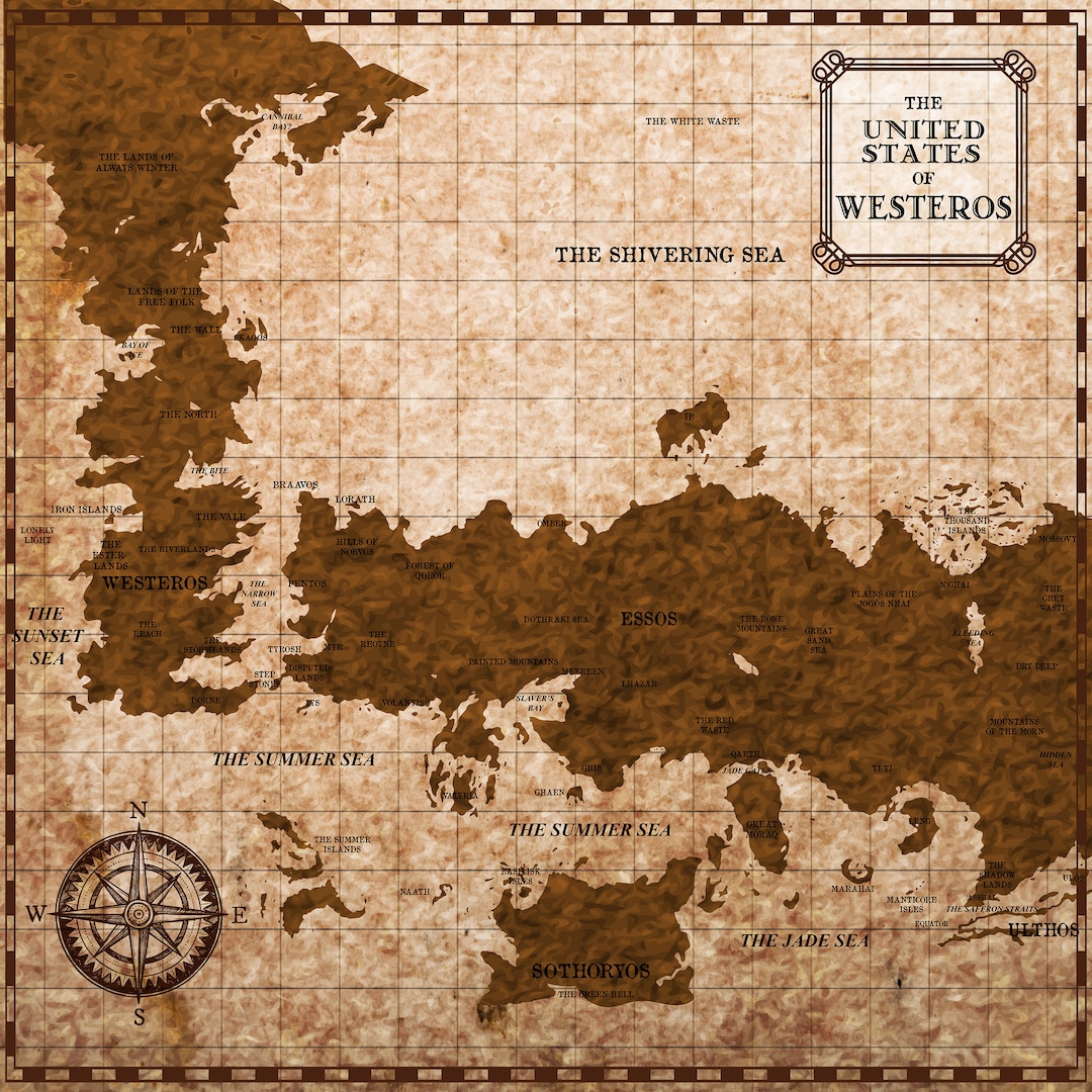 Westeros & Essos Map Canvas Poster. Wall Art. Canvas Poster Print, 3 ...