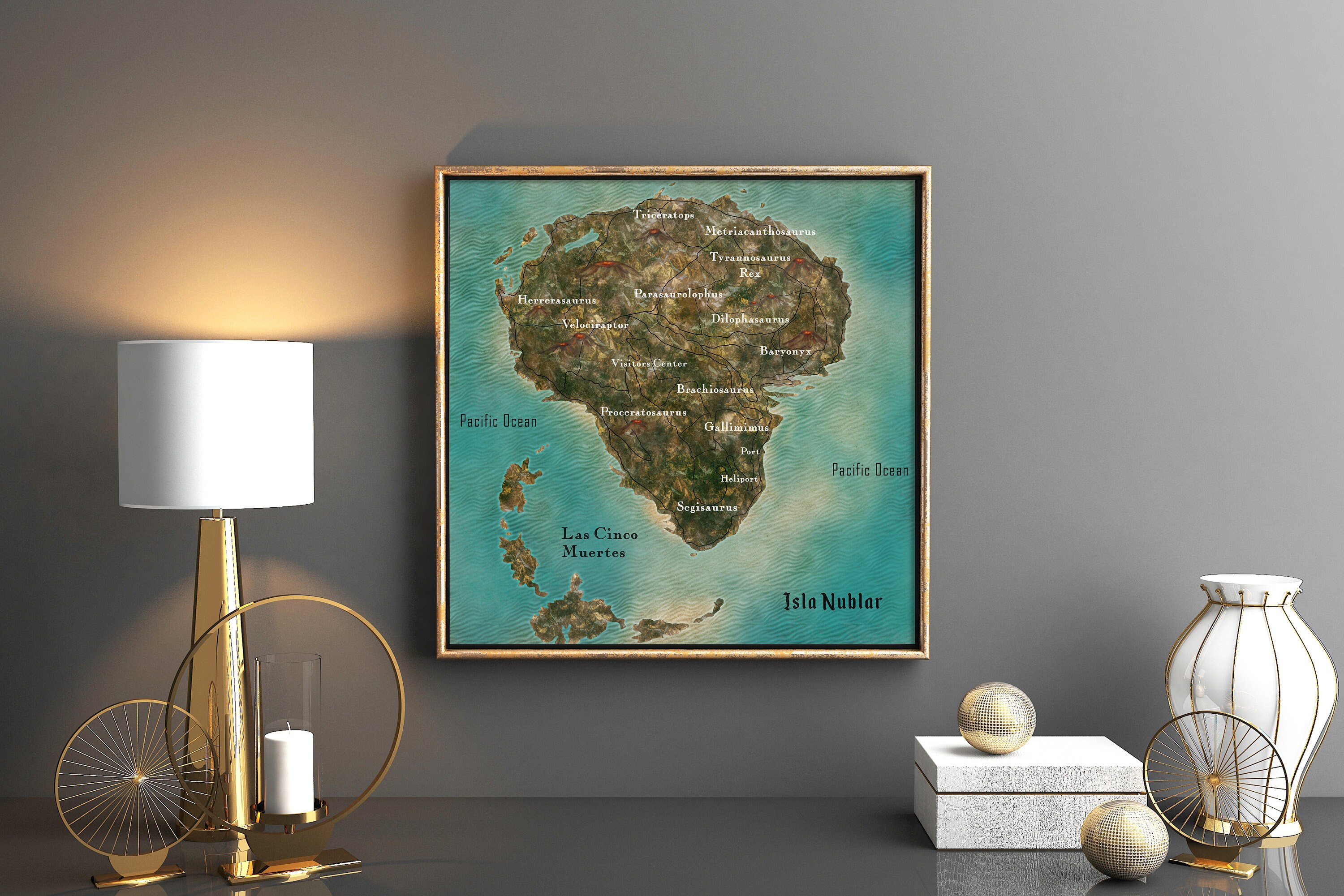 Jurassic Park Map Canvas Poster. Wall Art. Canvas Poster - Etsy