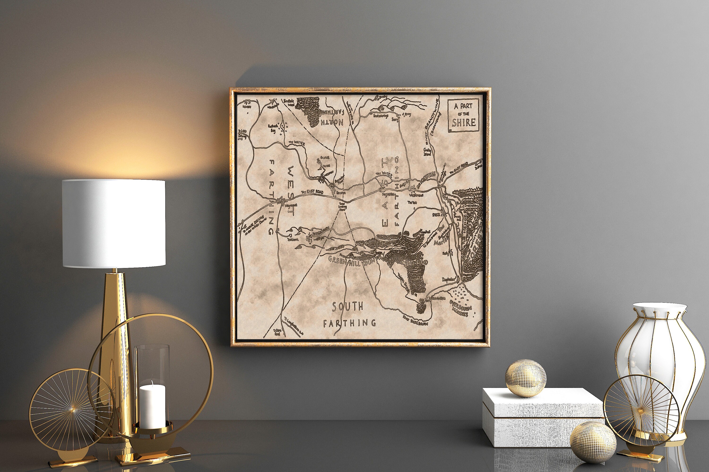 The Shire Map Canvas Poster. LOTR Wall Art. Canvas Poster - Etsy