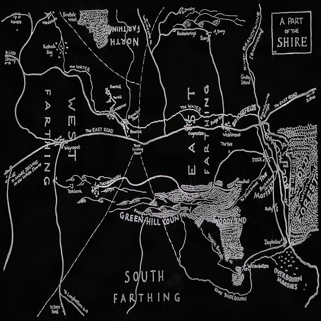 The Shire Map Art Print. LOTR Wall Art. Poster Print, 3 Sizes. Hobbit ...