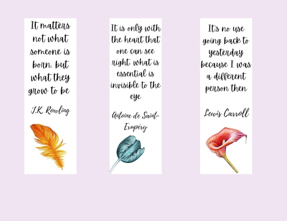Printable Literary Quotes Bookmark Bundle 12 Bookmarks | Etsy