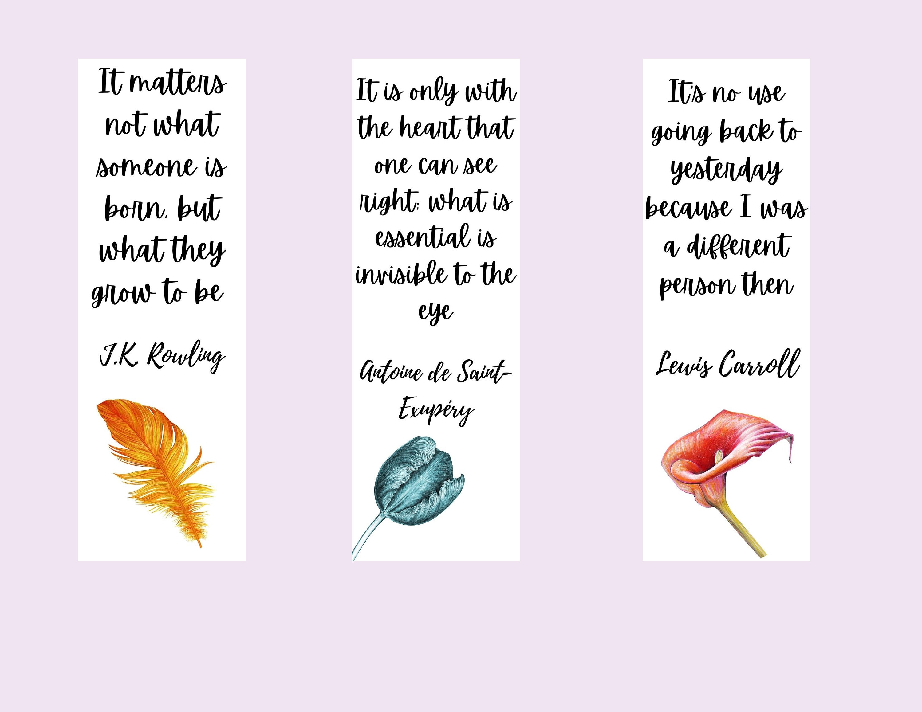 Printable Literary Quotes Bookmark Bundle 12 Bookmarks - Etsy