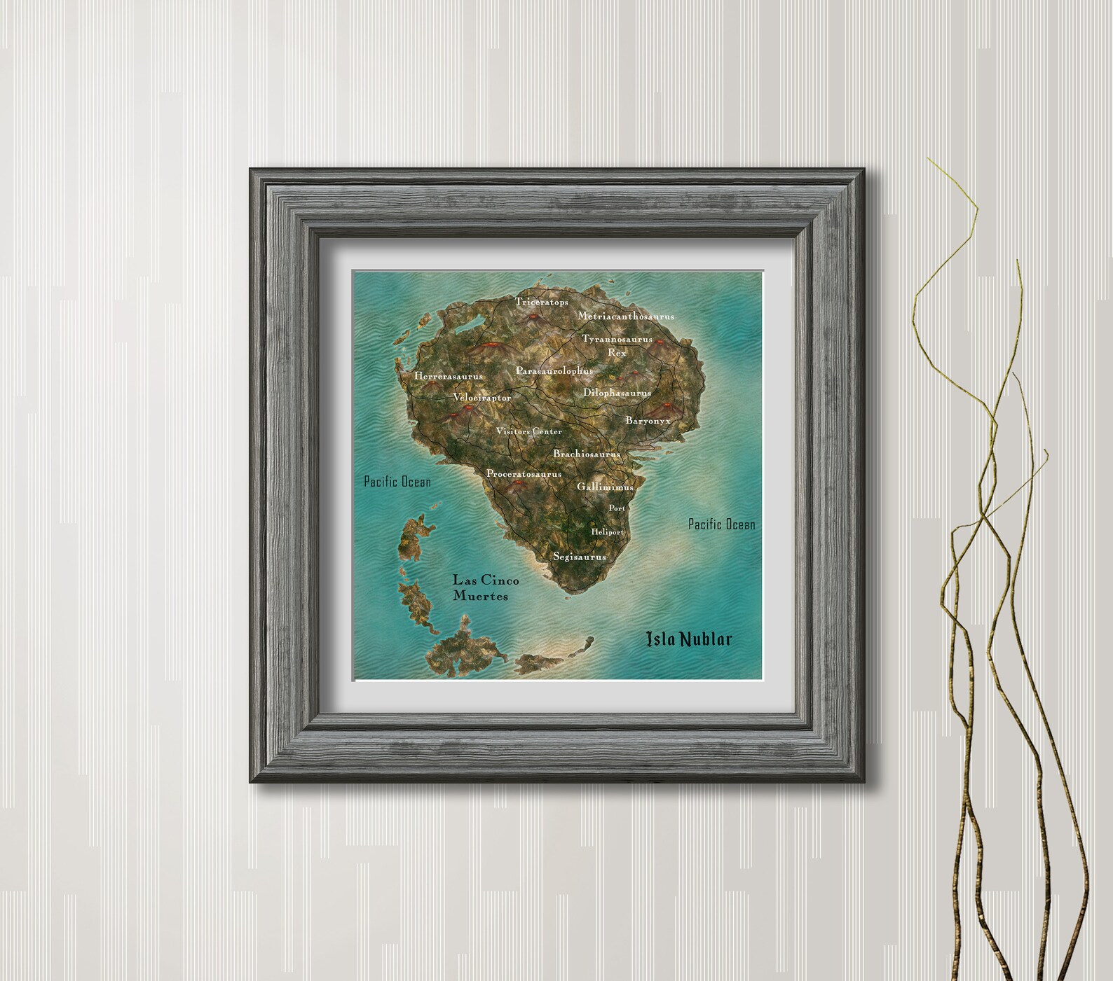 Jurassic Park Map Canvas Poster. Wall Art. Canvas Poster | Etsy