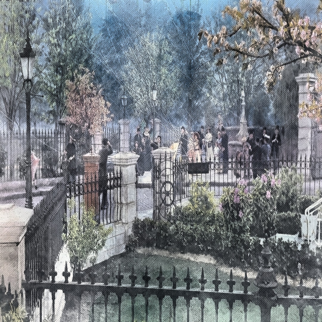 Cherry Tree Lane Park Illustration Art Print. Wall Art. Poster Print, 3 ...