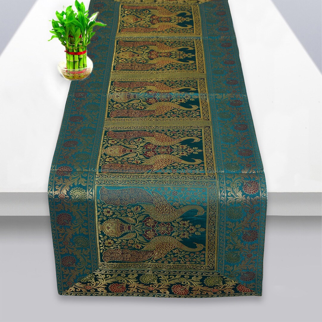 Indian Table Runner Rustic Home Decorative Silk Mandala Design Wedding ...