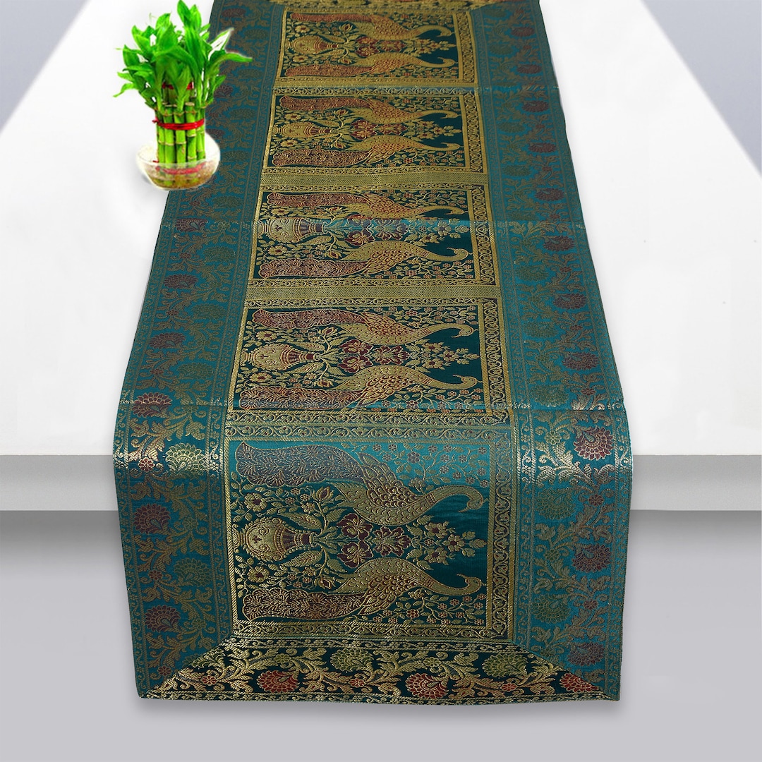 Indian Table Runner Rustic Home Decorative Silk Mandala Design Wedding ...