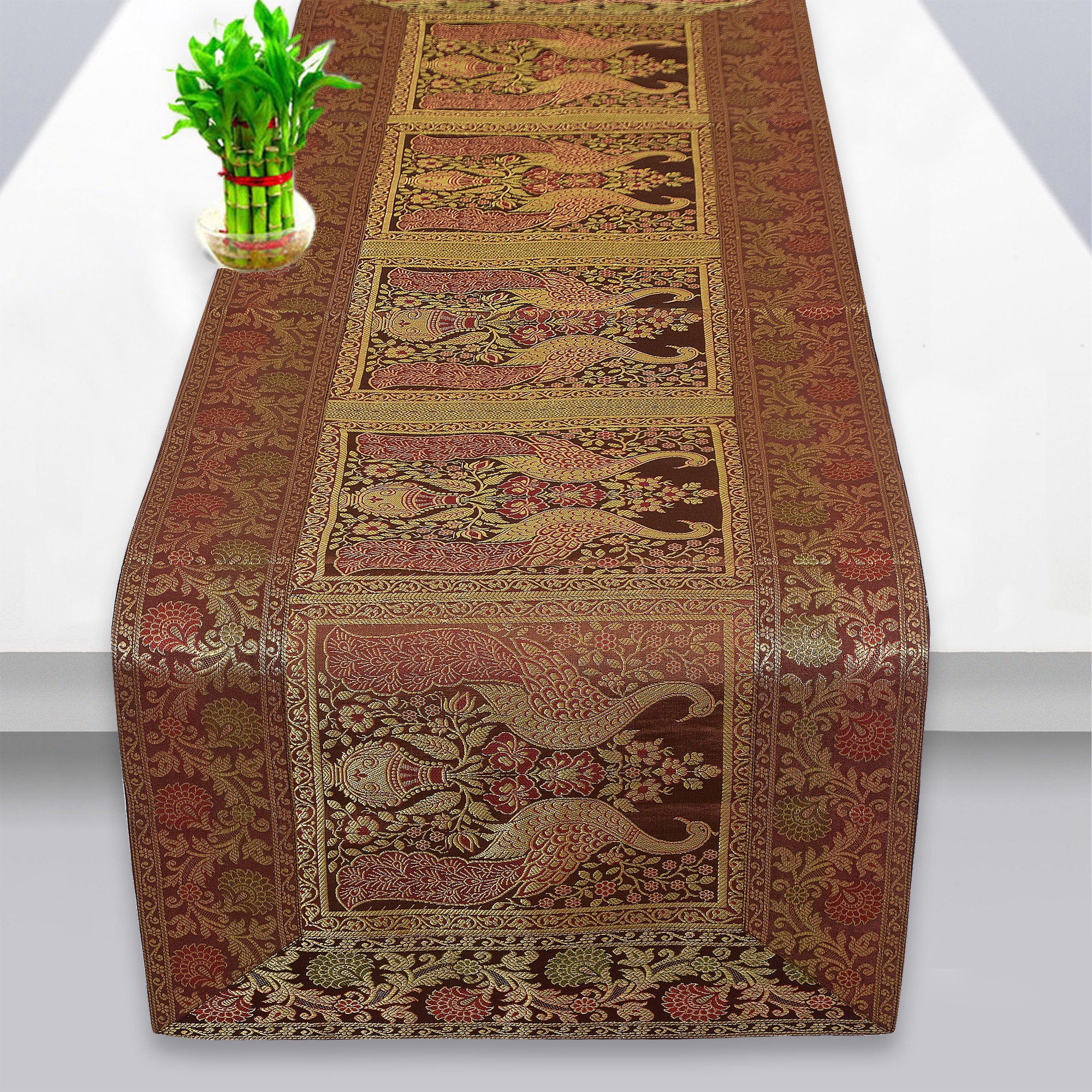 Indian Table Runner Rustic Home Decorative Silk Mandala Design Wedding ...