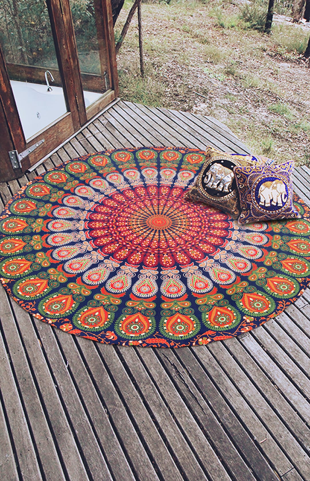 Indian Table Cloth Yoga Mat Round Hippies Bohemian 72