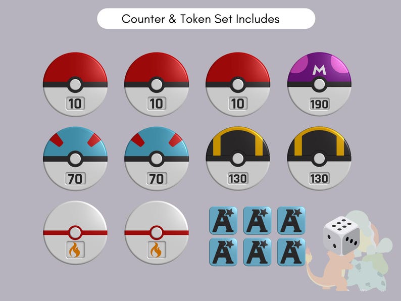 Pokemon TCG Damage Counter & Token Set - Etsy