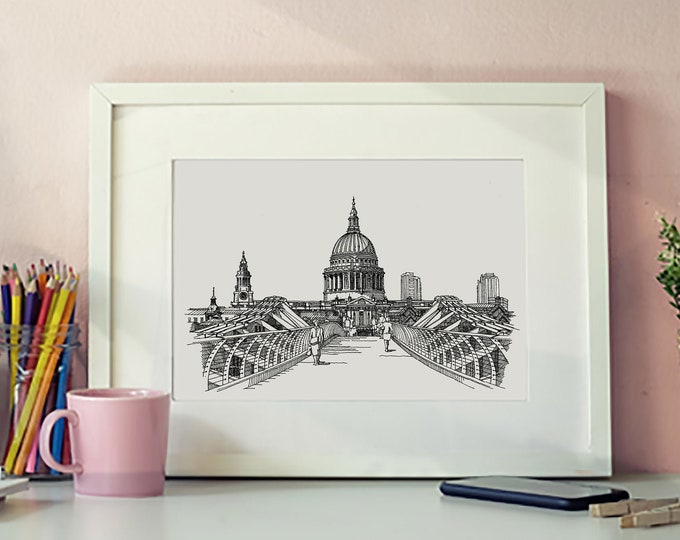 London Wall Art London Skyline Print London Drawing Pen and - Etsy