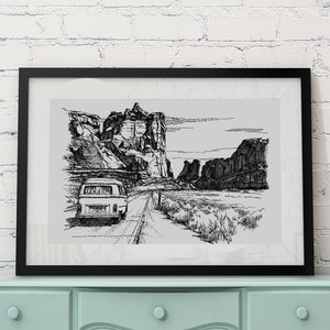 Arches National Park Print, Utah Landscape Wall Art, Drawings of ...