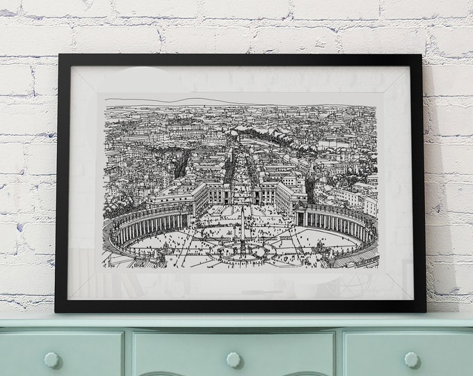 Vatican City Print, Christian Wall Art, Rome Skyline, Italy Travel Gift ...