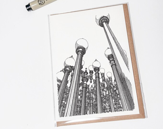 Urban Light Los Angeles Print LACMA Original Artwork Black & - Etsy