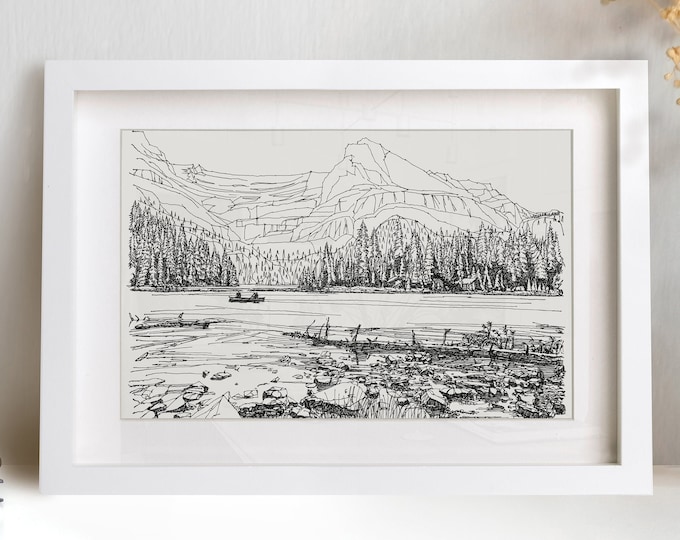 Banff National Park Print, Canada Landscape Wall Art Print, Drawings of ...