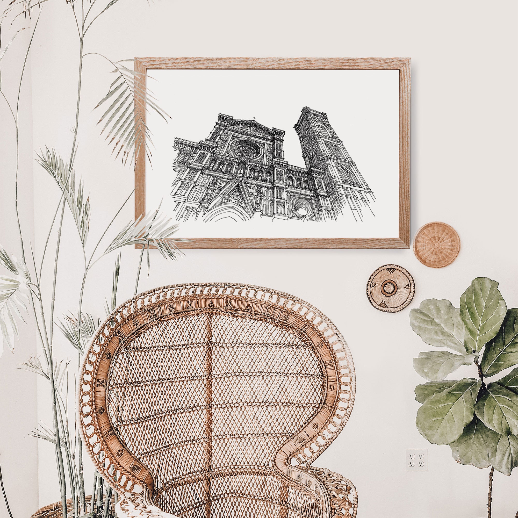 Cathedral of Santa Maria Original Line Art, Florence Cathedral Original ...
