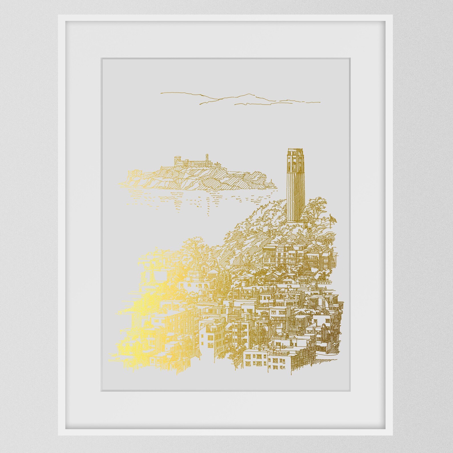 Coit Tower San Francisco Poster, Original Line Art San Francisco Print ...