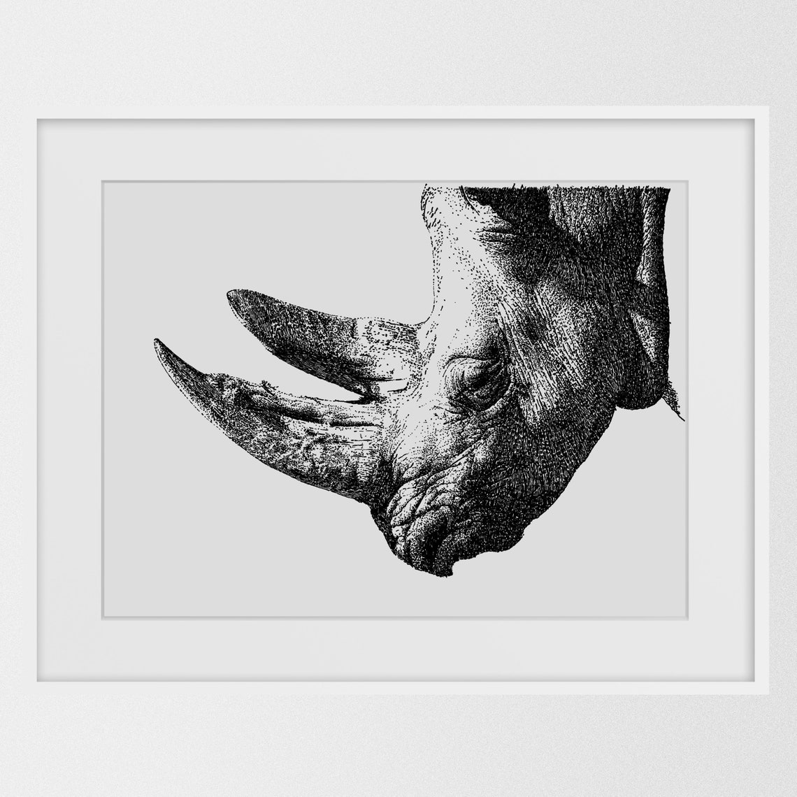 Rhino Head Art Rhino Print Animal Wall Head Rhino Head Wall - Etsy