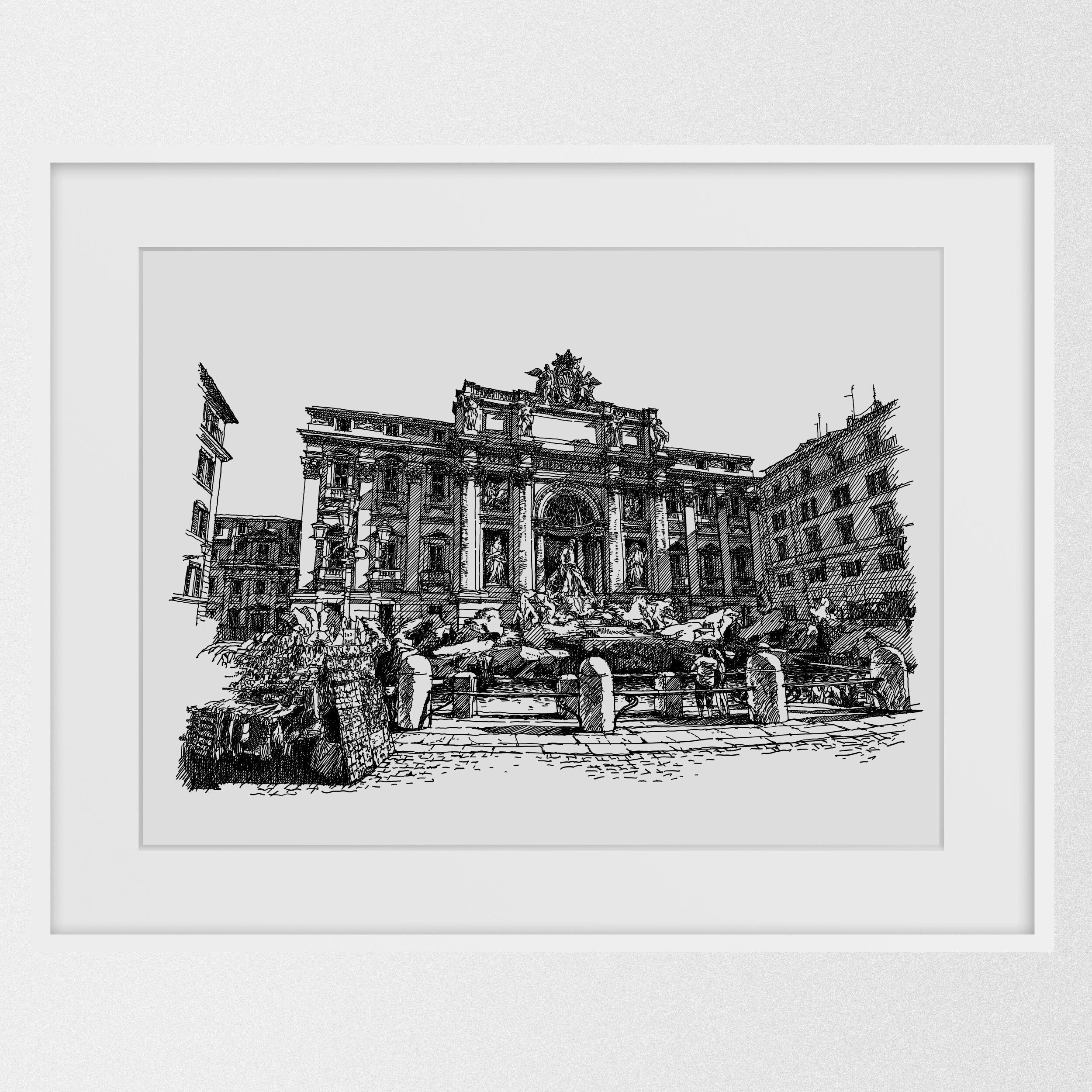 Trevi Fountain Art Print Fountains of Rome Architecture | Etsy