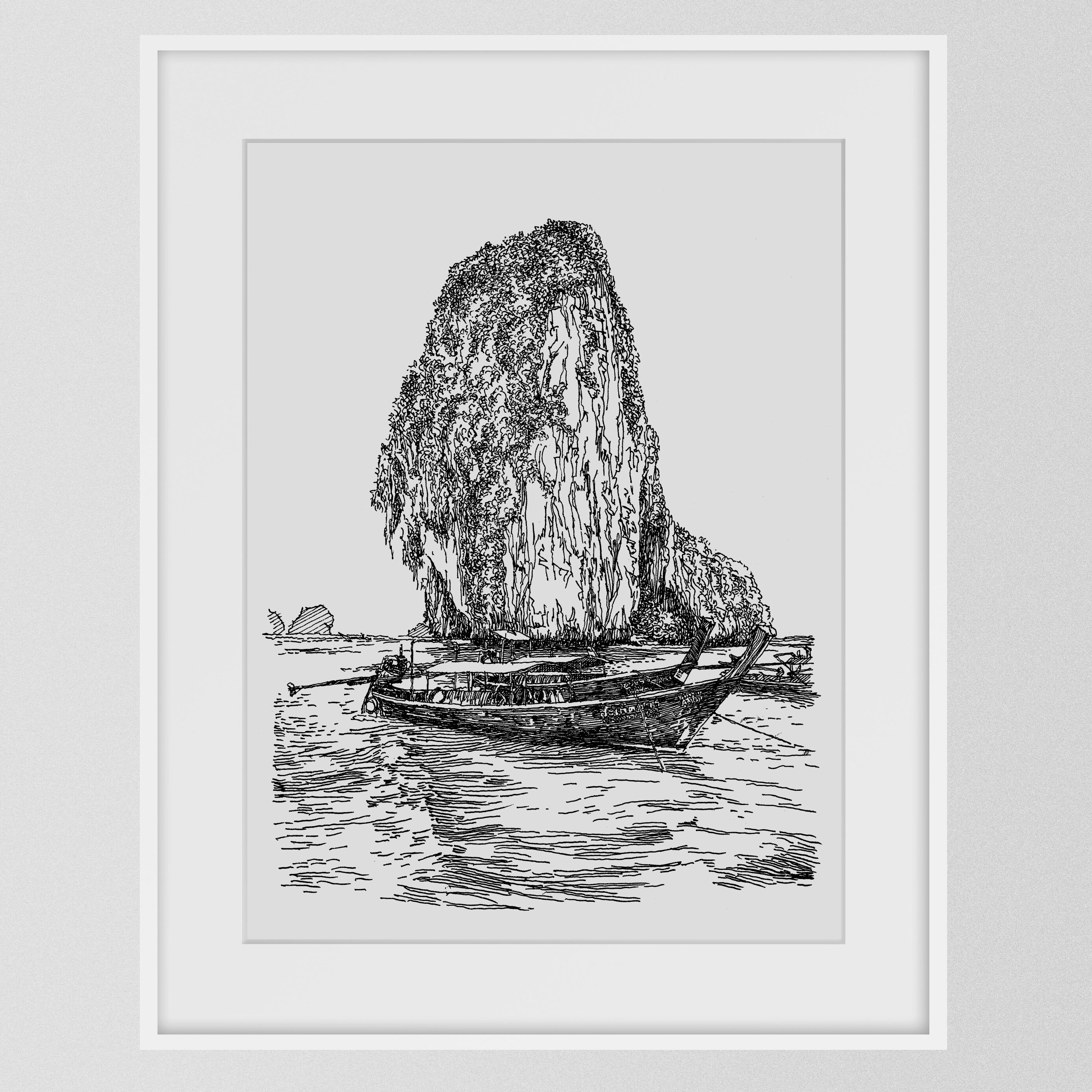 Phuket Thailand Art Line Drawing Print, Illustration of Phuket Island ...
