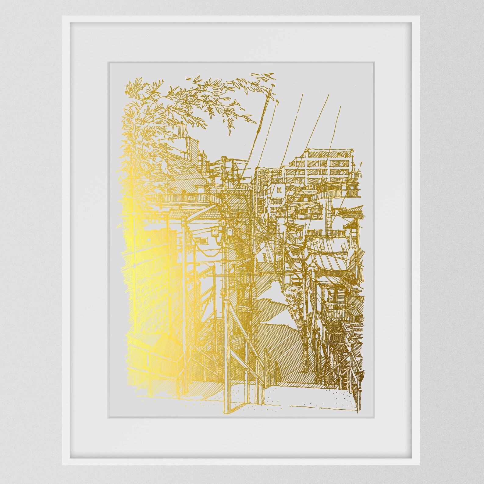 Tokyo Gold Foil Print Tokyo Street Art Japanese Street | Etsy
