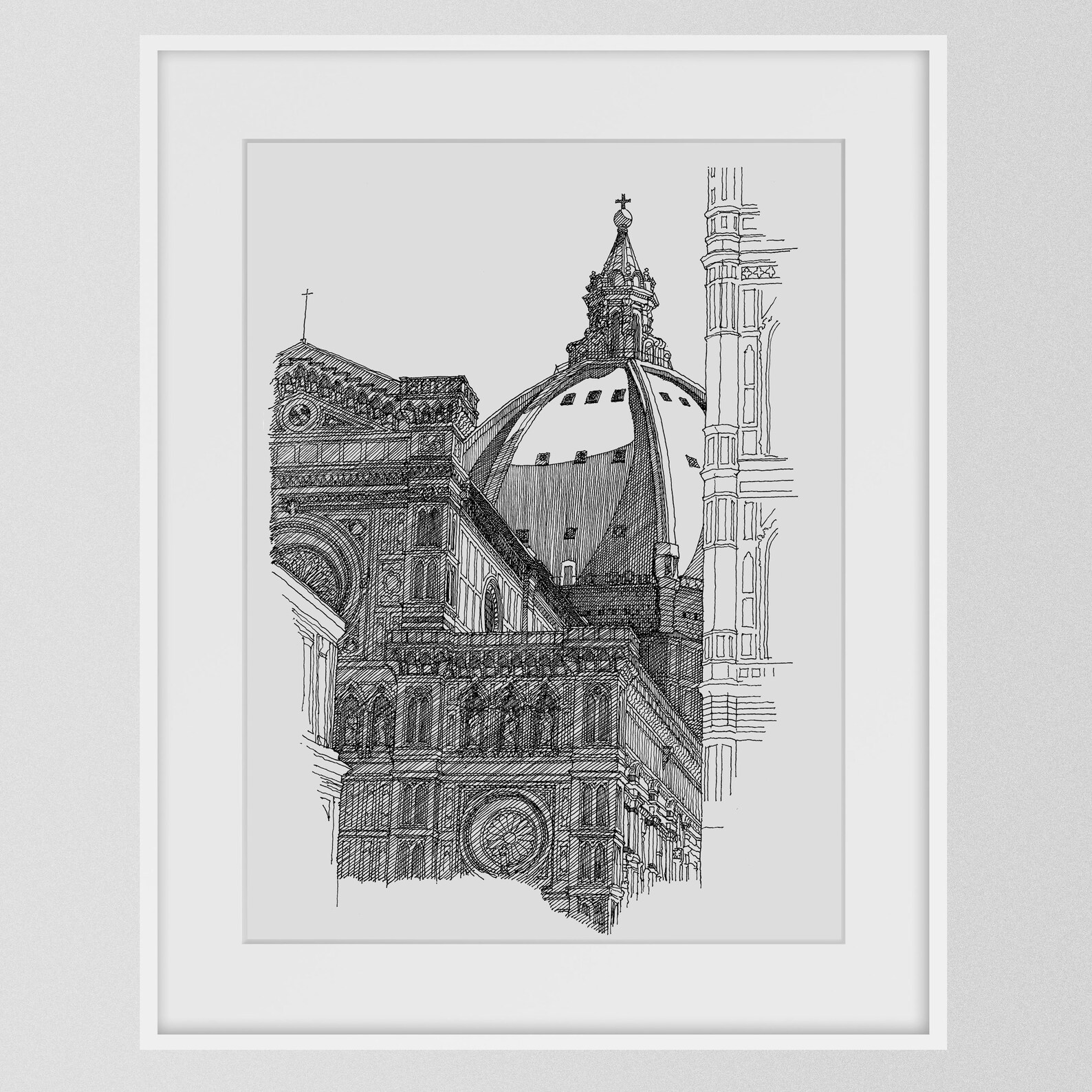 Florence Architecture Print, Florence Italy Cathedral Drawing, Pen and ...