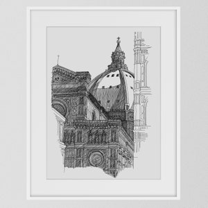 Florence Architecture Print, Florence Italy Cathedral Drawing, Pen and ...