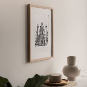 Karlskirche Cathedral Drawing, Vienna Austria, St. Charles Church ...