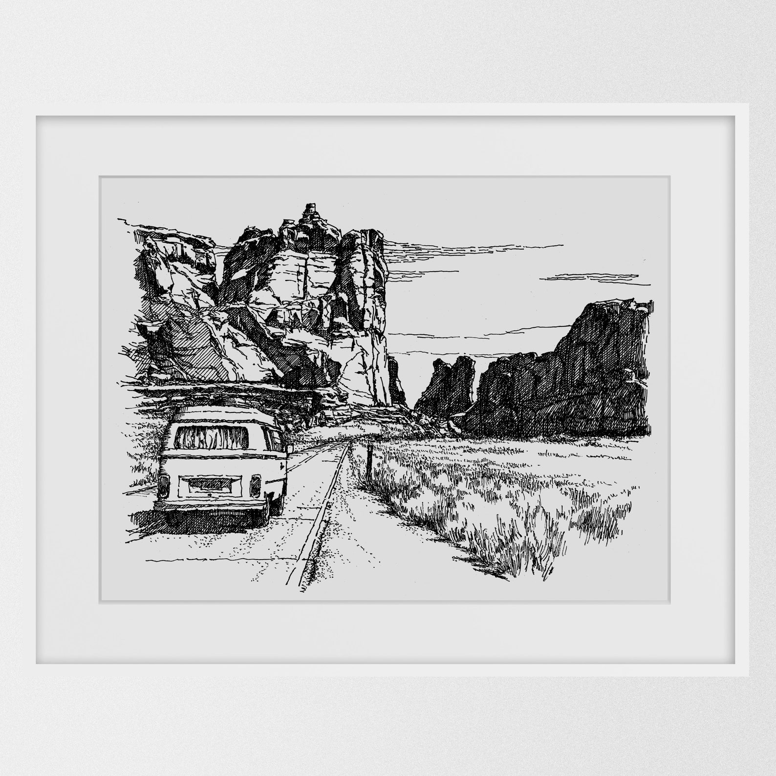 Arches National Park Print, Utah Landscape Wall Art, Drawings of ...