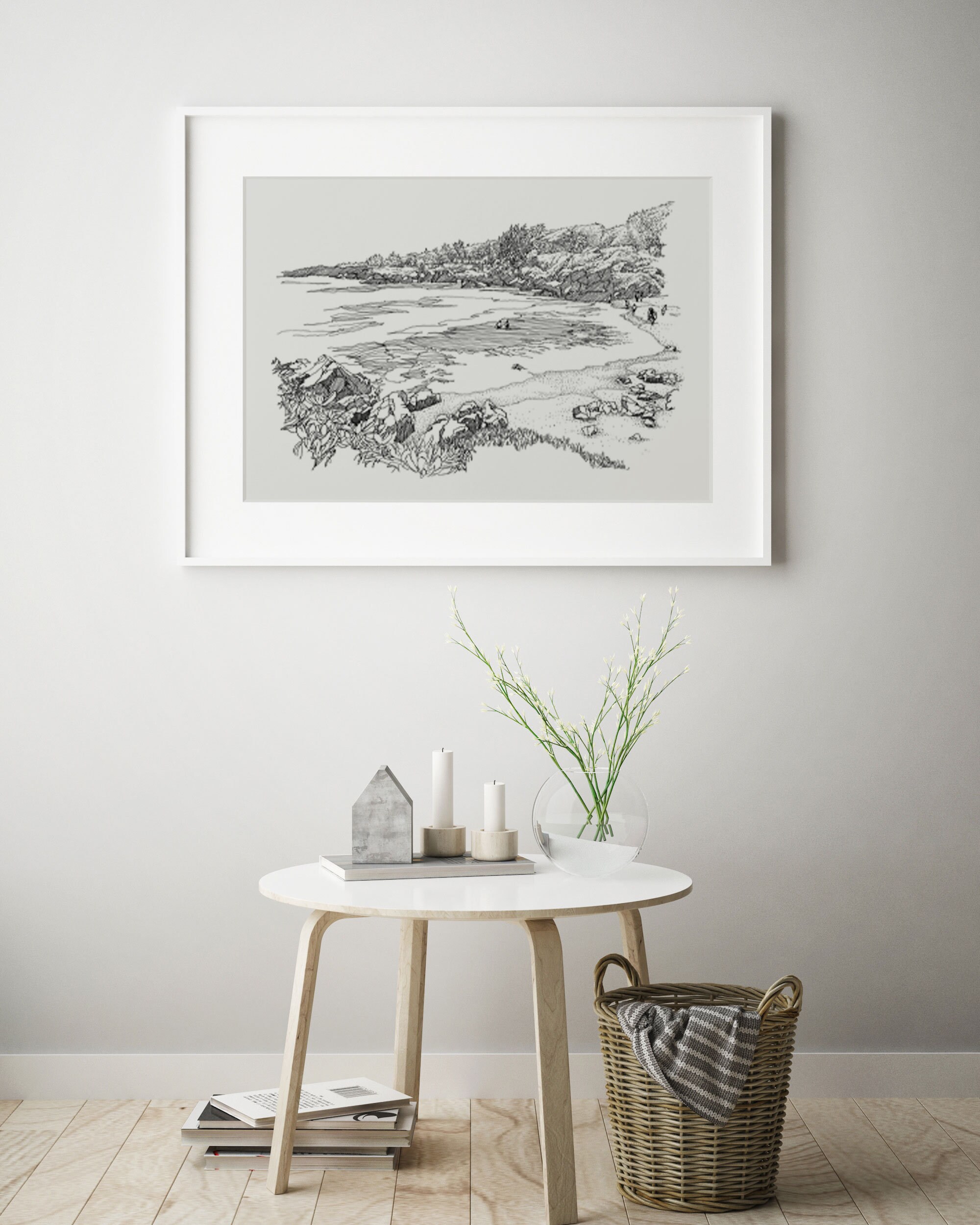 Maui Black Sand Beach Original Drawing, Hawaii Maui Beach Themed Decor ...