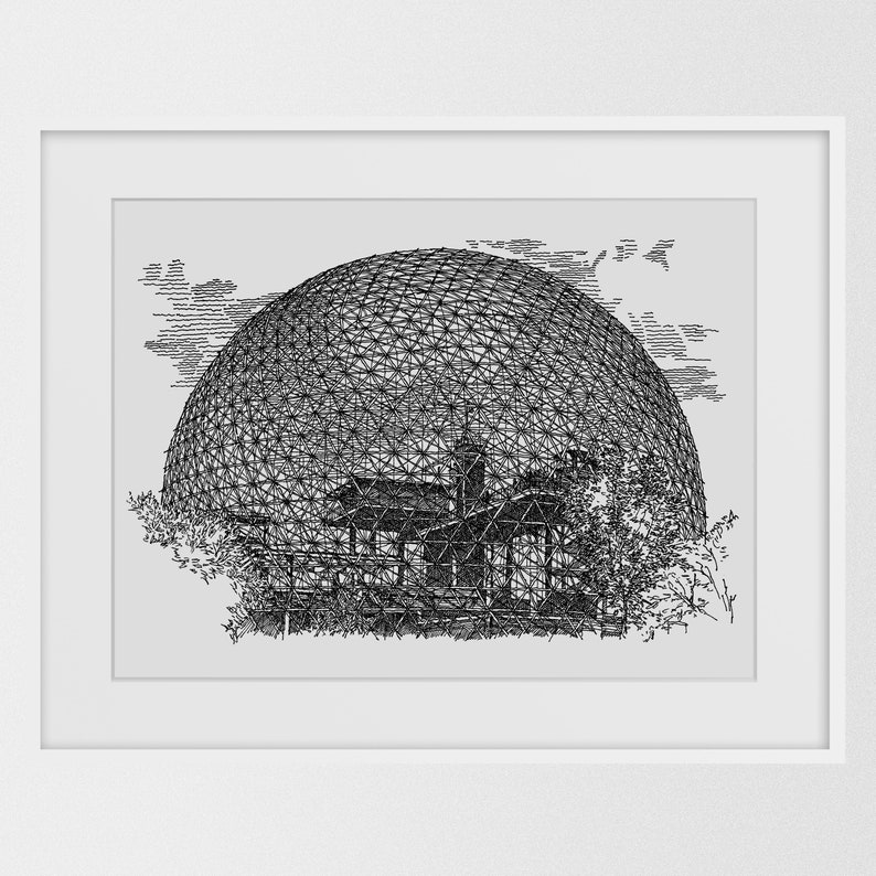 Montreal Print Biosphere Original Drawing Illustration - Etsy