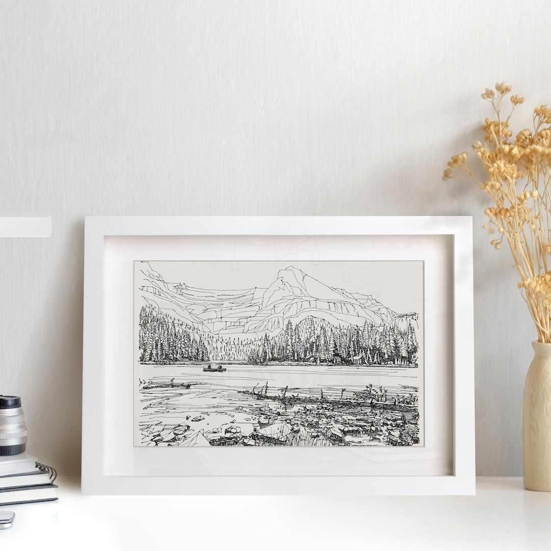 Banff National Park Print, Canada Landscape Wall Art Print, Drawings of ...