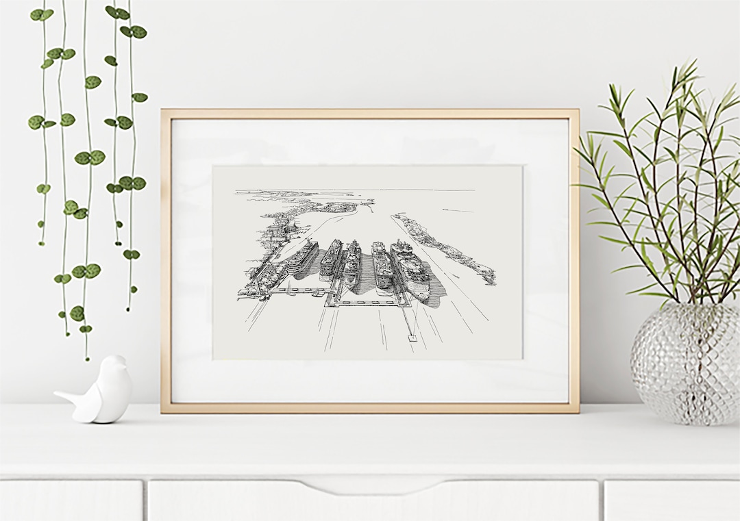 Bahamas Cruise Ships Art Print, Bahamas Vacation Print, Black and White ...