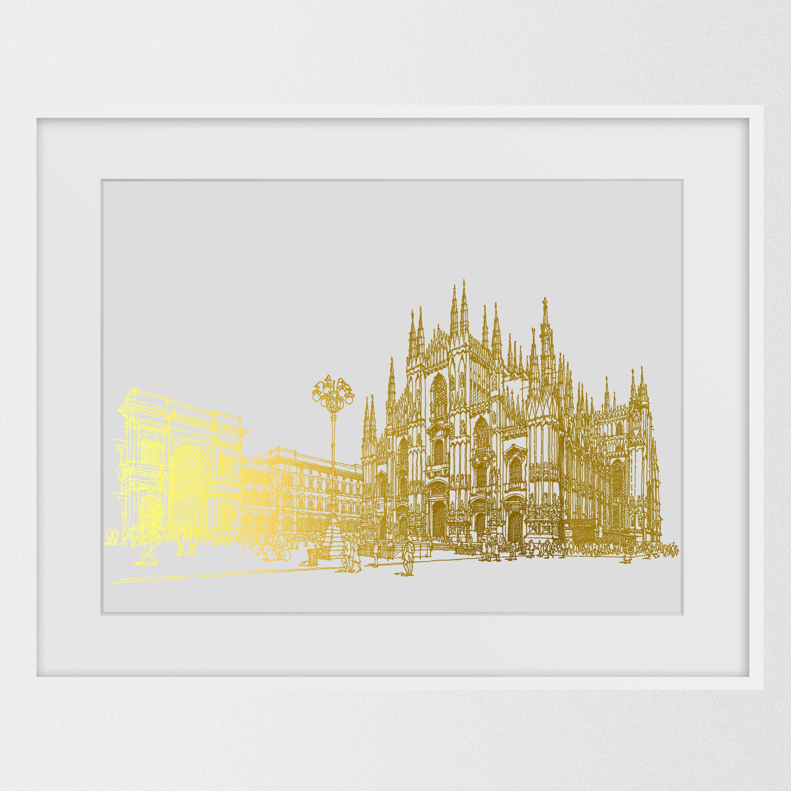Milan Italy Gold Foil Print, Milan Cathedral Art, Church Architecture ...
