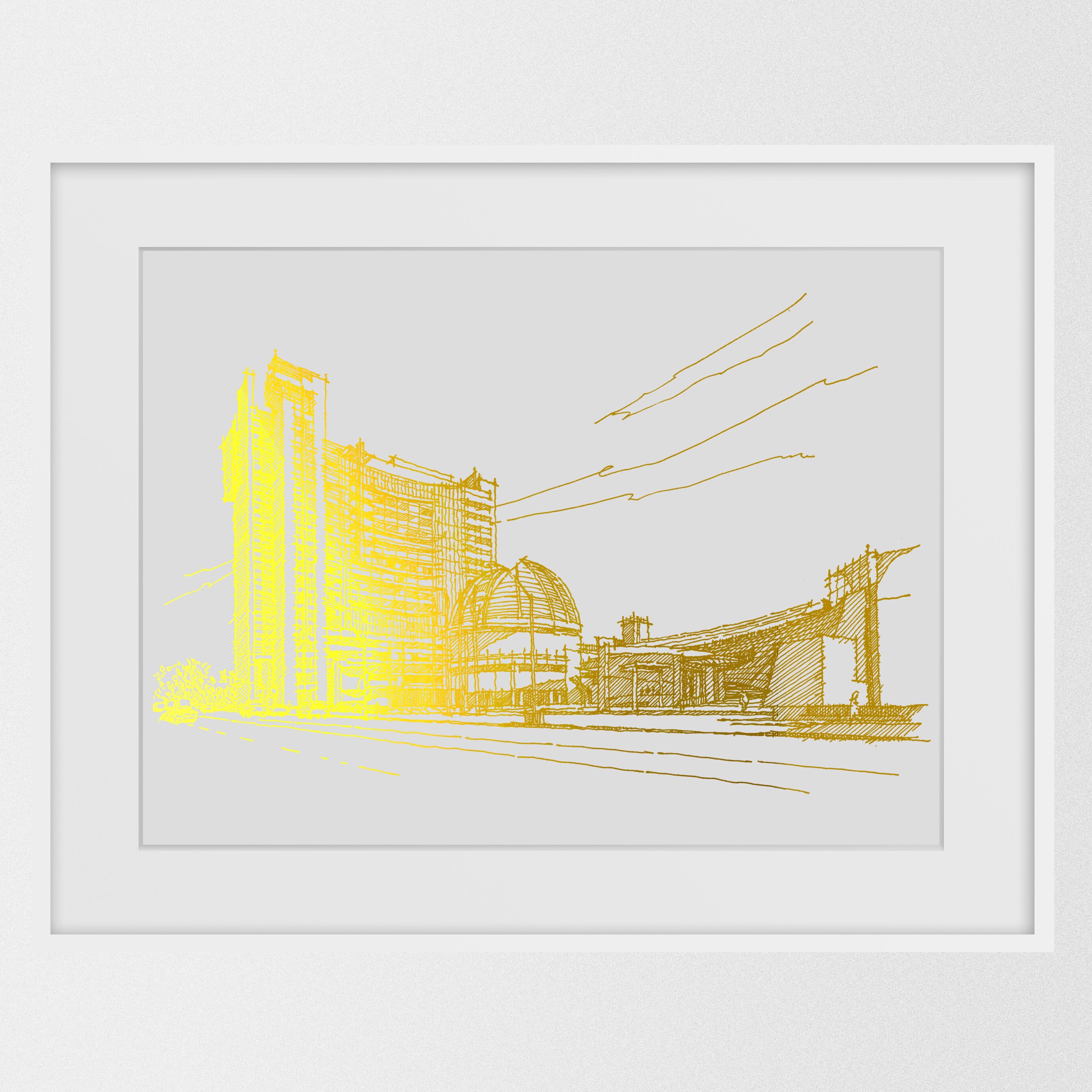 San Jose City Hal Gold Foil Print Postmodern Style - Etsy
