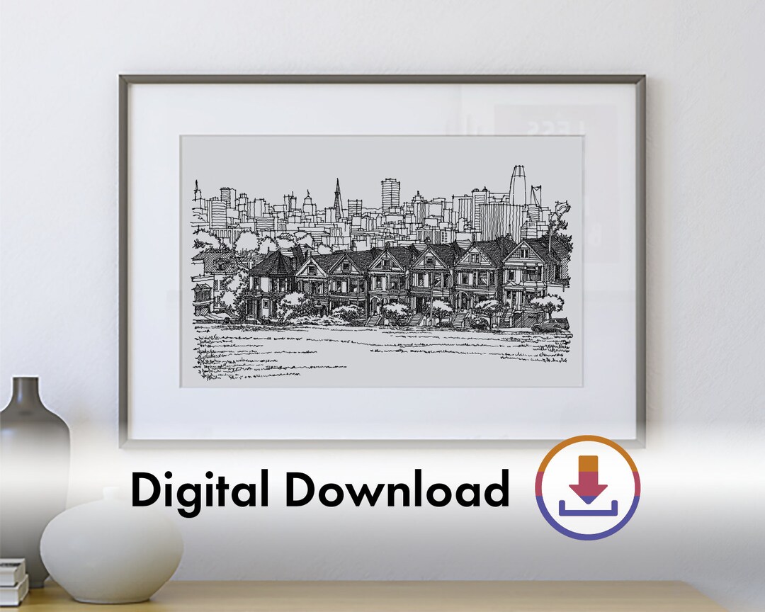 Painted Ladies Digital Print, Printable Wall Art, Unique San Francisco ...