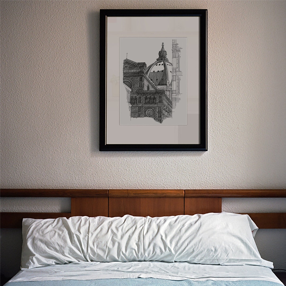 Florence Architecture Print, Florence Italy Cathedral Drawing, Pen and ...