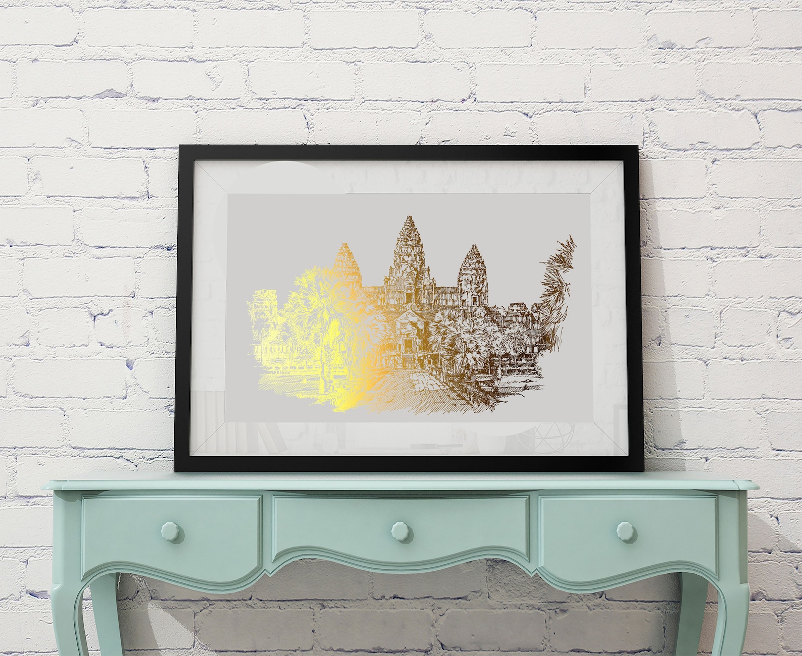 Cambodia Art Print Angkor Wat Gold Foil Print Southeast Asia - Etsy