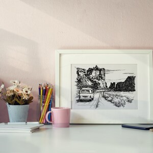 Arches National Park Print, Utah Landscape Wall Art, Drawings of ...