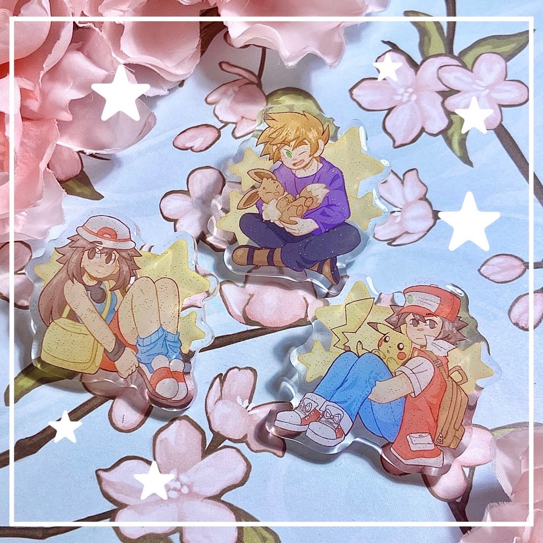 Pokémon Trainer Red Blue Green Glitter Epoxy Pins 3 - Etsy