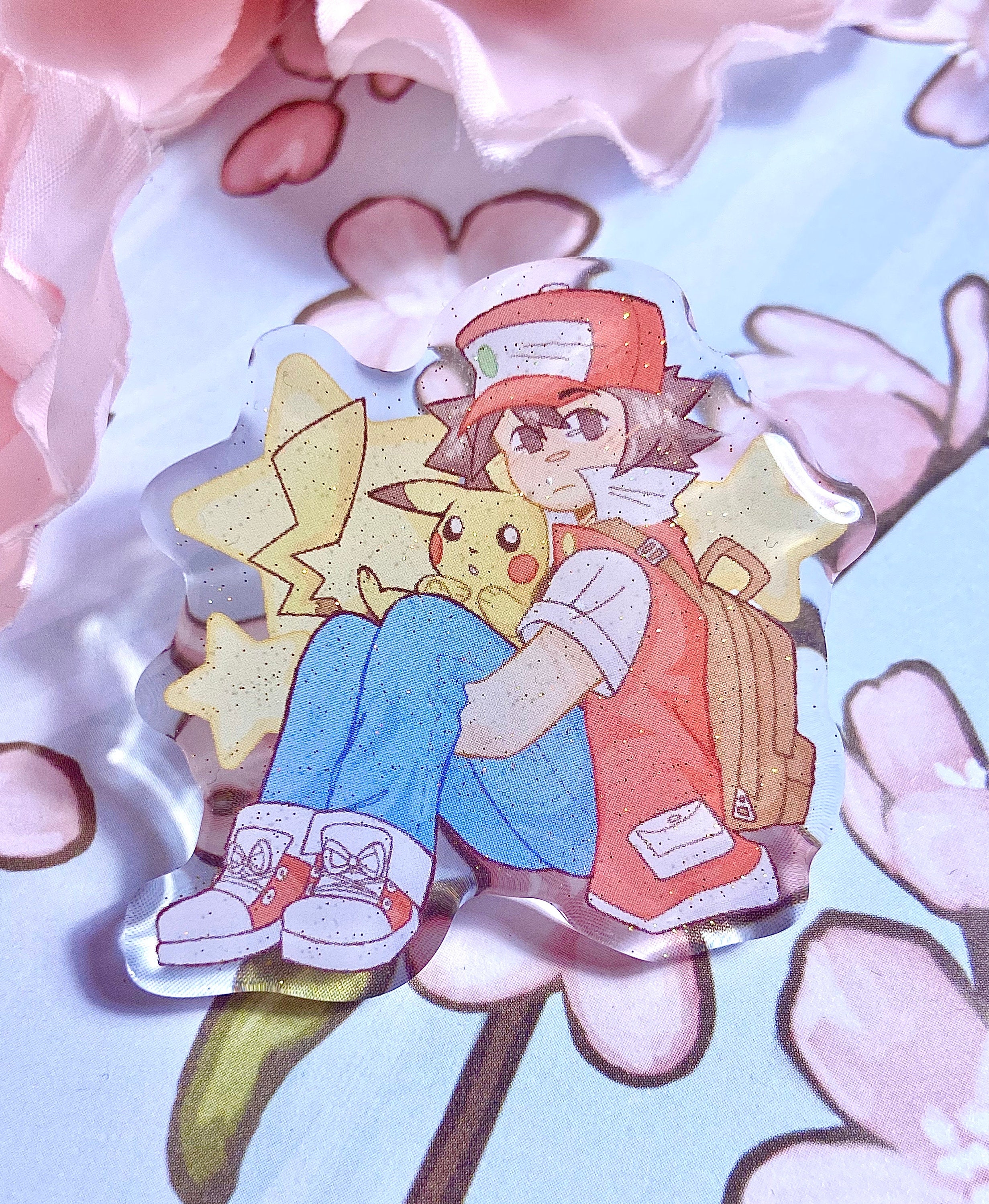 Pokémon Trainer Red Blue Green Glitter Epoxy Pins - Etsy